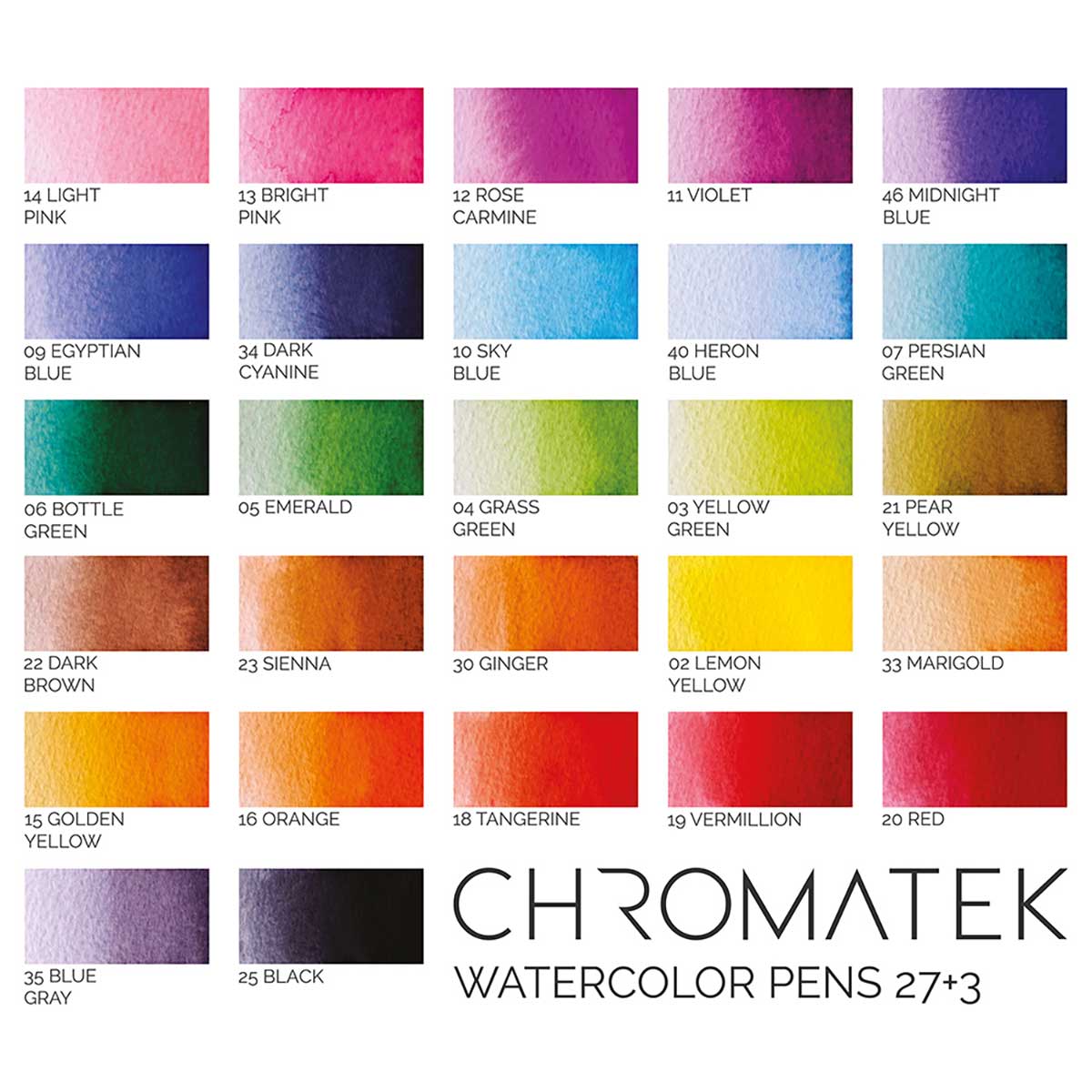 30 WATERCOLOR REAL BRUSH PEN SET + TUTORIAL PAD – Chromatek
